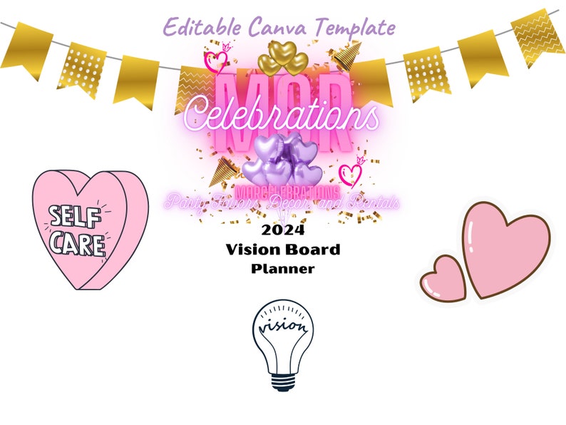 Editable Canva Vision Board Planner Template - Etsy
