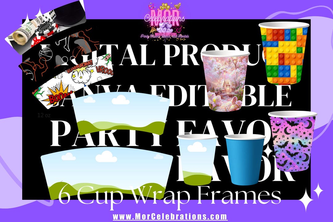 Cup Wrap Canva Template: Drag & Drop Party Favor (digital Download) - Etsy