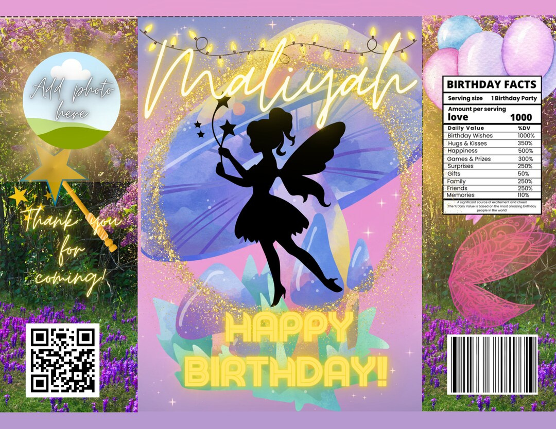 Editable Canva Fairy Chip Bag Template - Etsy