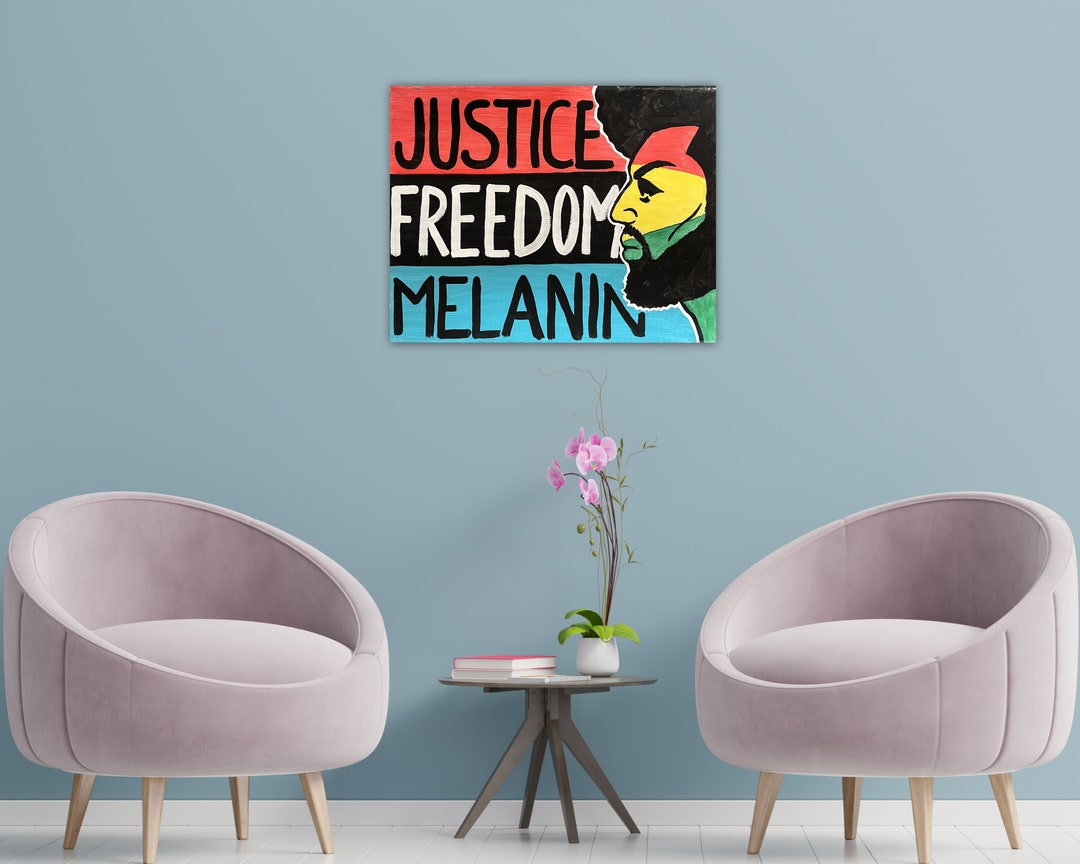 Juneteenth Flag Painting, Justice Juneteenth Painting, Freedom Wall Art ...