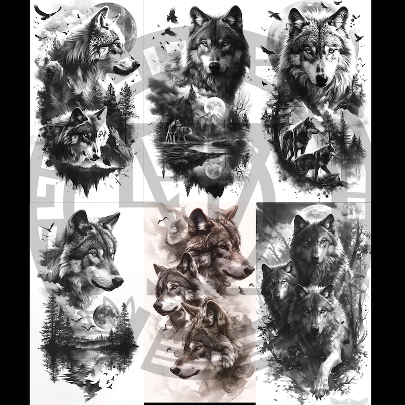 DEAL!! 110+ Wolf Designs, Wolves, Wolf Pack, Procreate Brush Set ...