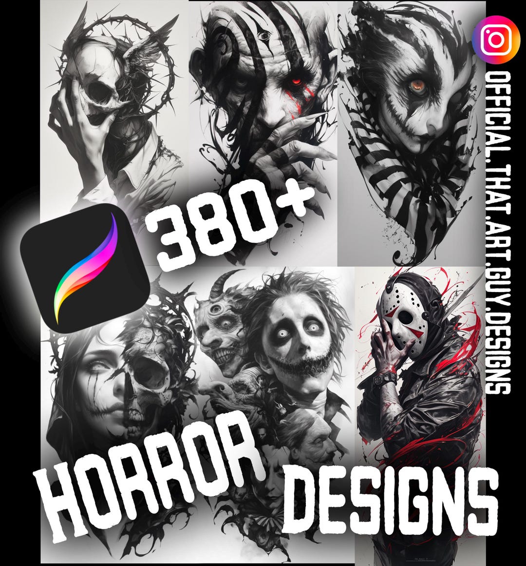 DEAL!! 380+ HORROR, Scary and More, Designs for Procreate and More ...