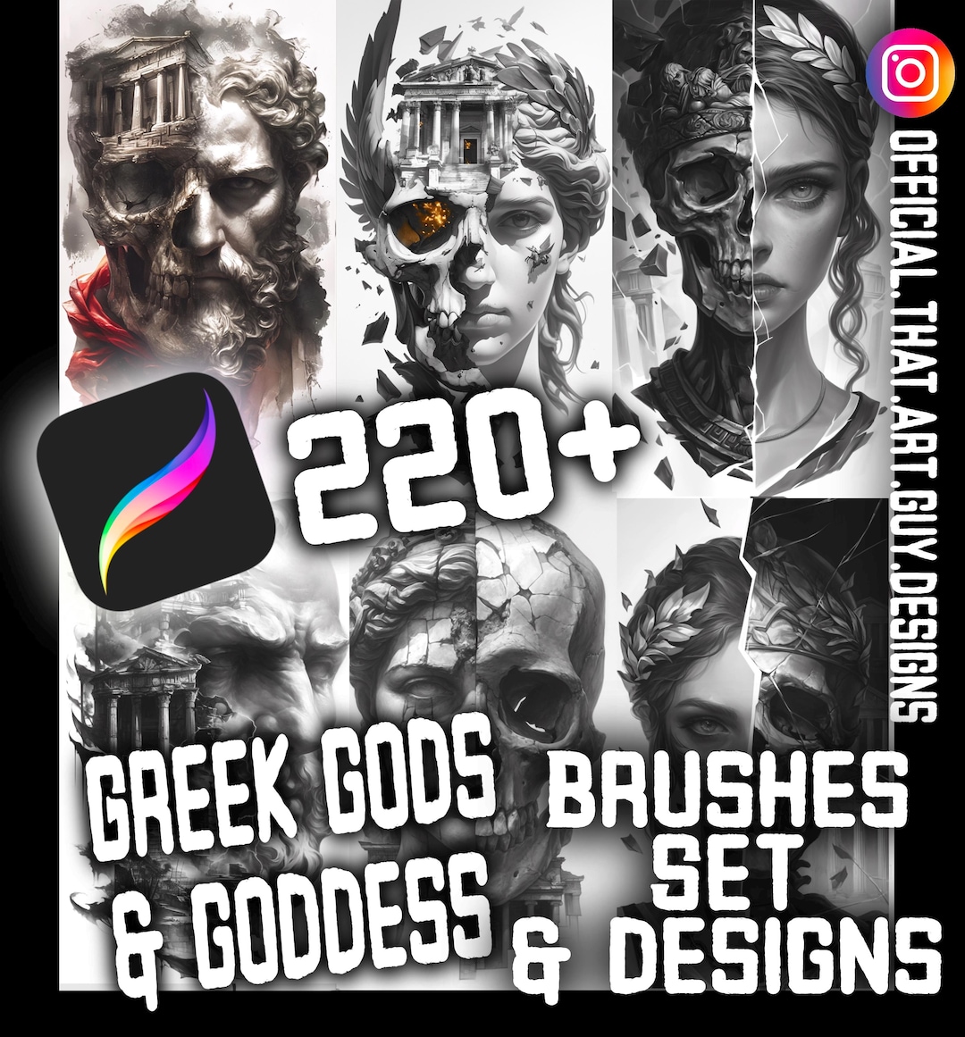 DEAL!! 220+ Greek Gods and Goddesses Designs, Procreate Brush Set ...