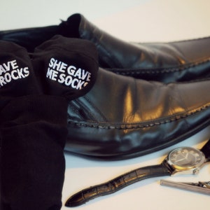 Embroidered Grooms Socks ‘I Gave Her Rocks, She Gave Me Socks'’™ Funny ...