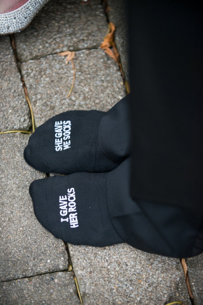 Embroidered Grooms Socks I Gave Her Rocks She Gave Me | Etsy