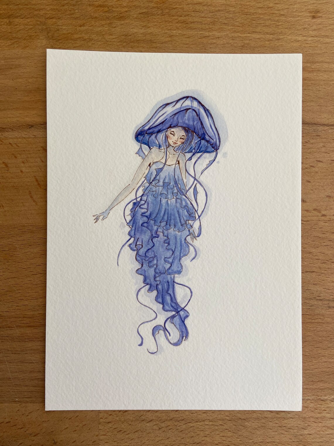 Jellyfish Fae Fairy Watercolor Art Print Illustration Fantasy Art Ocean ...