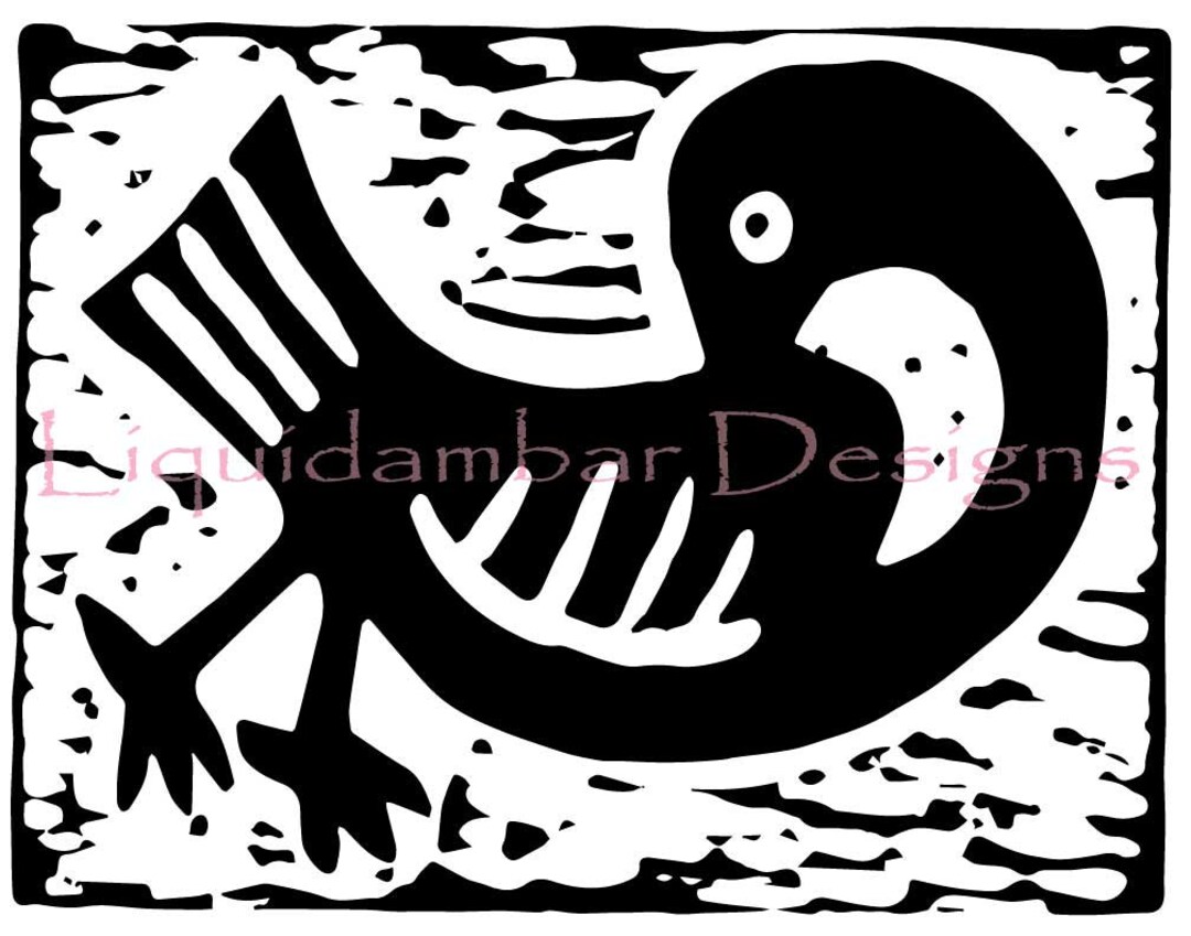 Downloadable Black and White Block Print - Bird 1 - 11"x14" - Etsy