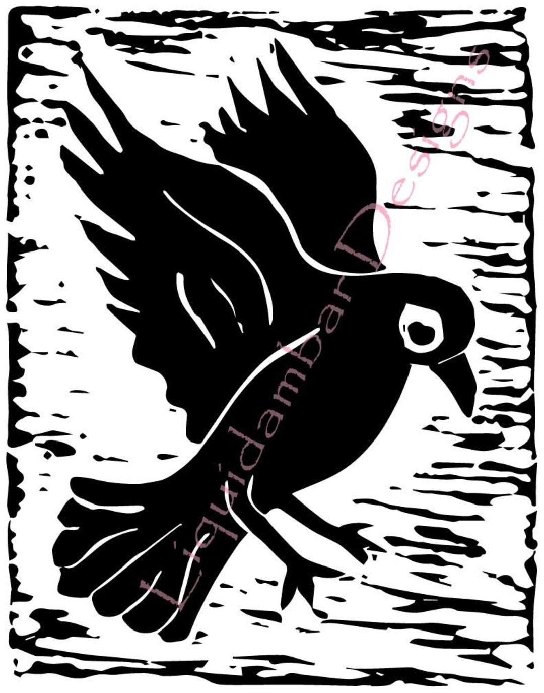 Downloadable Black and White Block Print - Bird 18 - 11" X 14" - Etsy