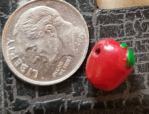 Ceramic Tiny Red Apple Beads | Etsy