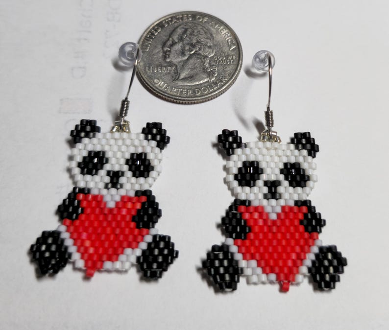 Panda Earrings, Hand Beaded - Etsy