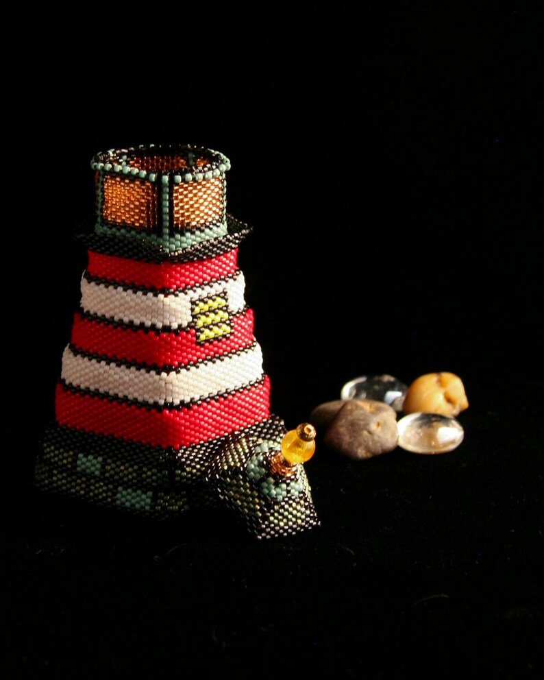 SALE Lighthouse Beaded Box Sculpture, OOAK - Etsy