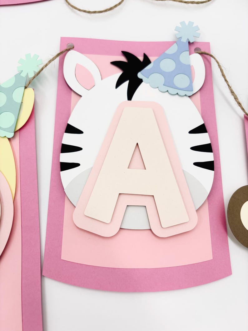 Zoo Animal Birthday Banner: Custom Pastel Party Decor - Etsy