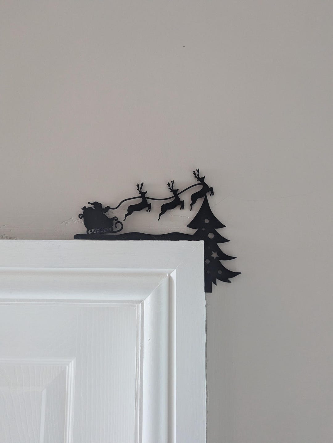 Christmas Door Frame Decoration Santa & His Sleigh Black or White - Etsy