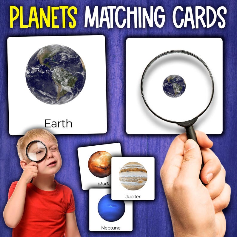 Solar System Planets Matching Activity | Magnifying Glass Activity | Planets Activity for ...