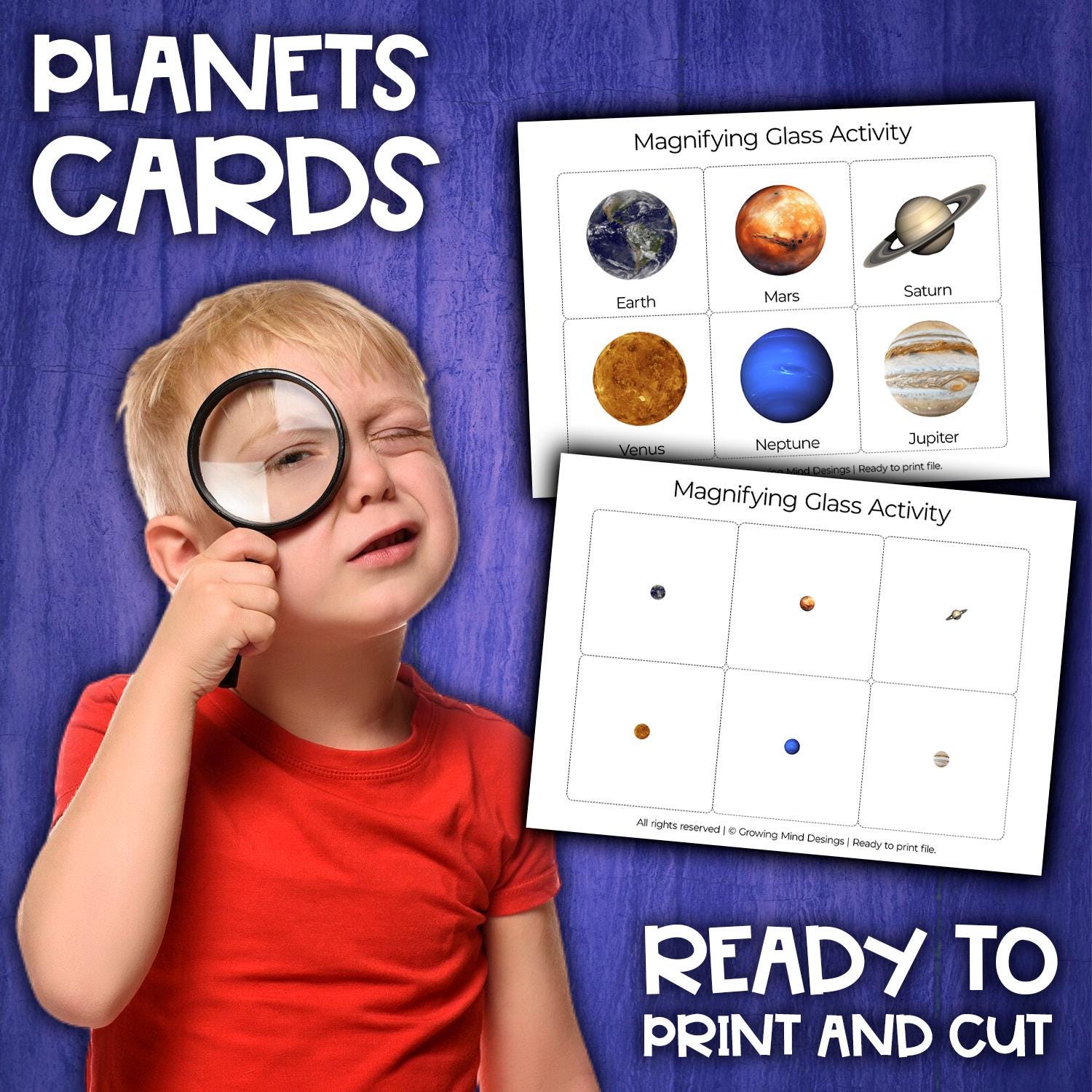 Solar System Planets Matching Activity | Magnifying Glass Activity ...