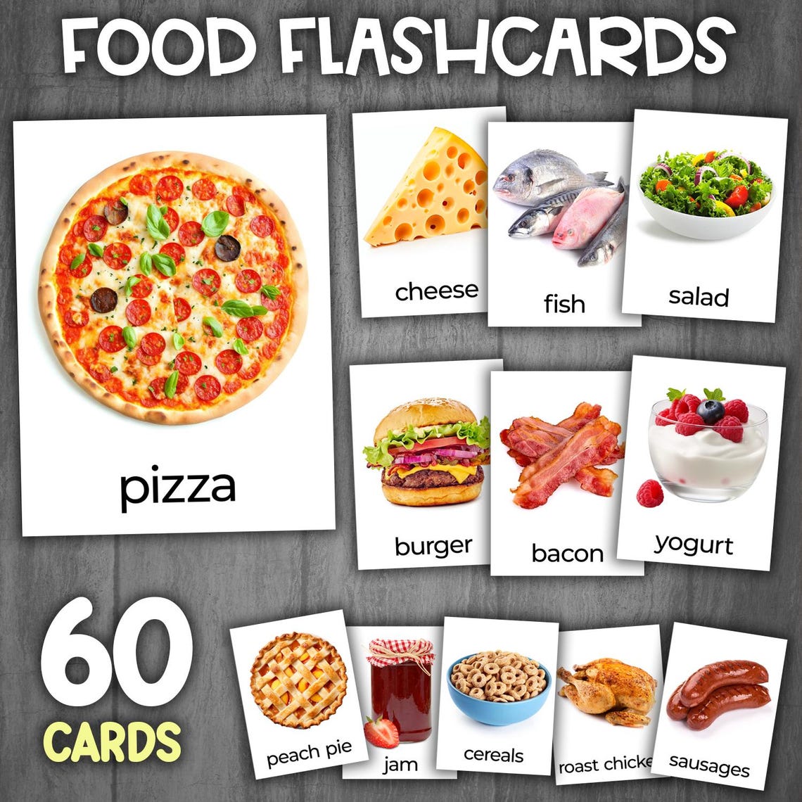 Food Flashcards | Montessori 3-part Cards | Real Pictures | Food ...
