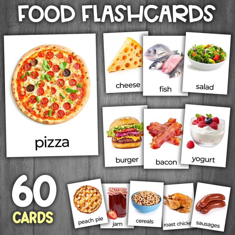 Food Flashcards | Montessori 3-part Cards | Real Pictures | Food ...