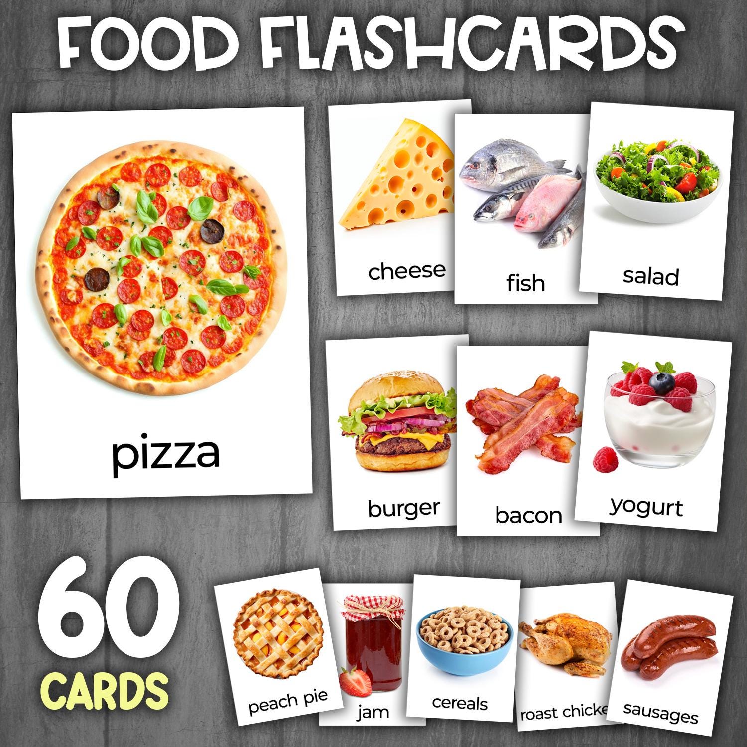 Food Flashcards | Montessori 3-part Cards | Real Pictures | Food ...