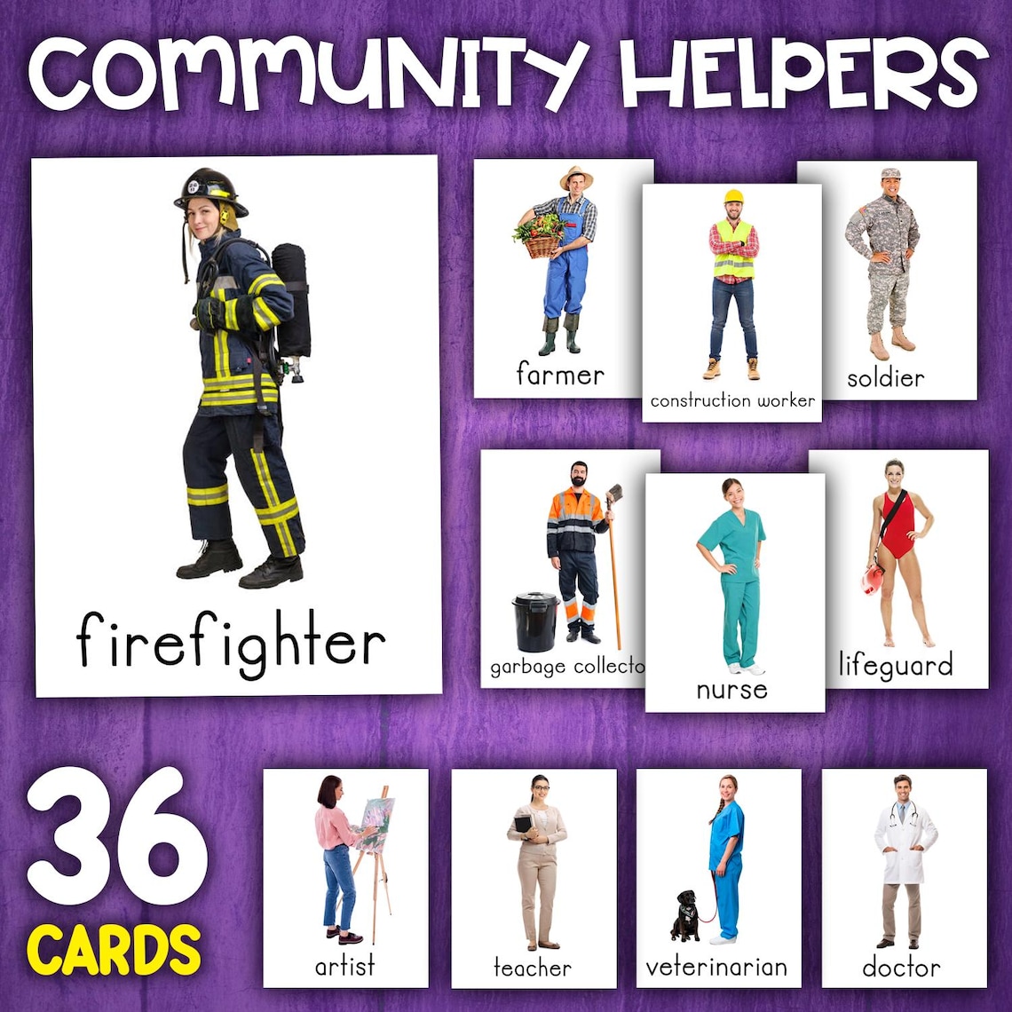 Community Helpers Flashcards | Jobs Professions Occupations Flashcards ...