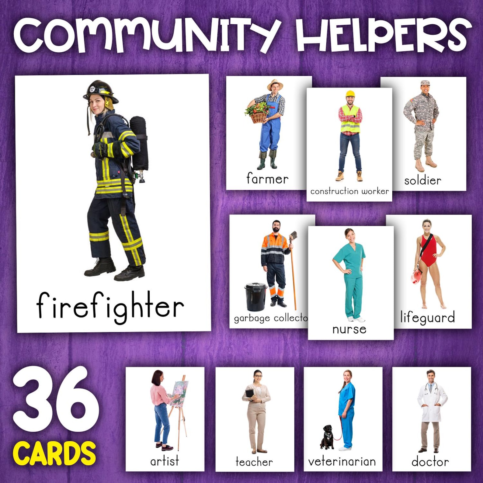 Community Helpers Flashcards | Jobs Professions Occupations Flashcards ...