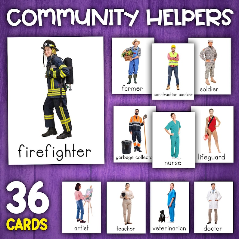 Community Helpers Flashcards | Jobs Professions Occupations Flashcards ...