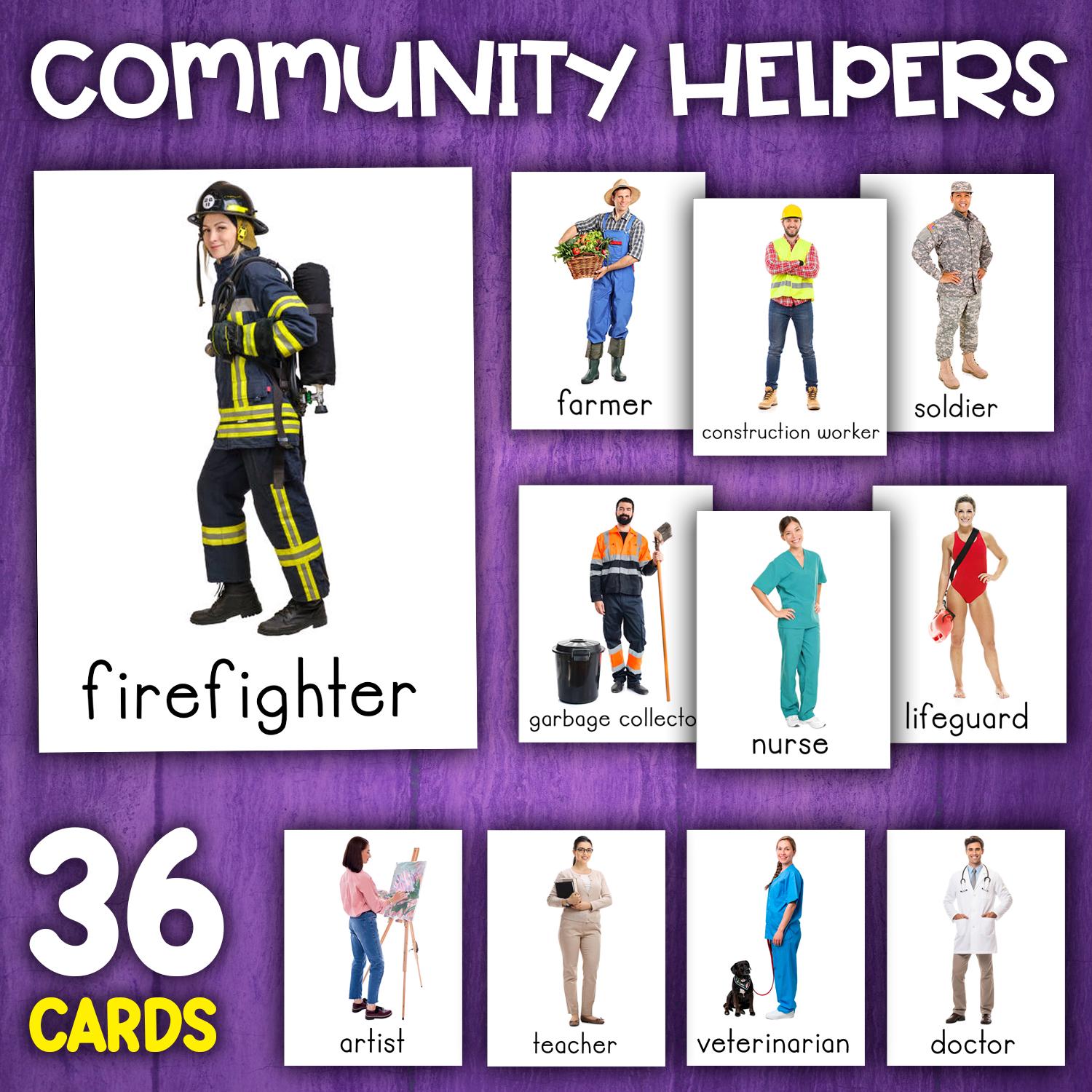 Community Helpers Flashcards | Jobs Professions Occupations Flashcards ...