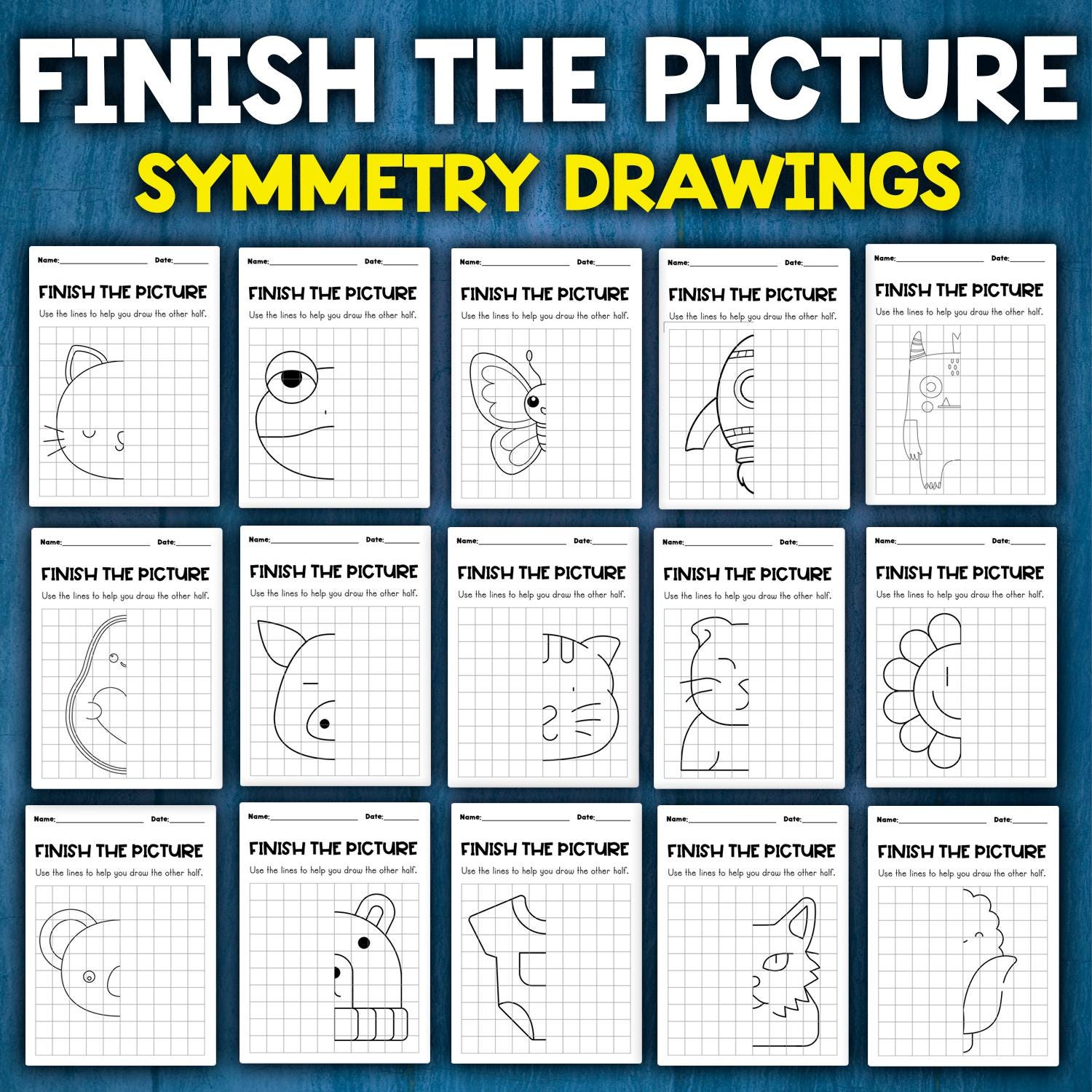 Symmetry Drawings Activity | Lines of Symmetry Drawing Worksheets for ...