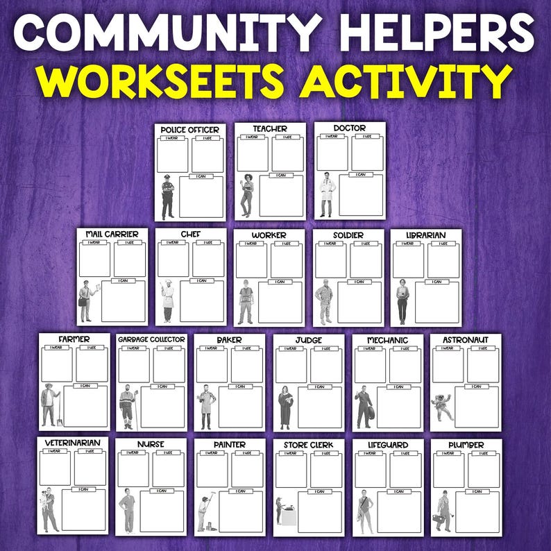 Community Helpers Activity Worksheets | Career Exploration Activities ...