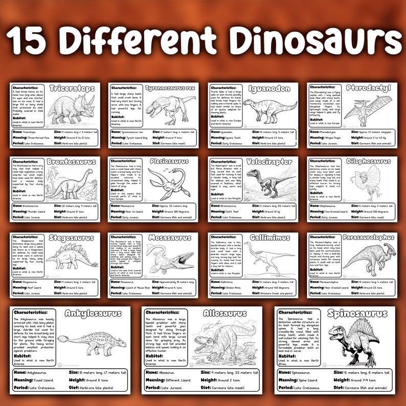 Dinosaurs Coloring Pages | WITH FACTS | Dinosaurs Coloring Book for ...
