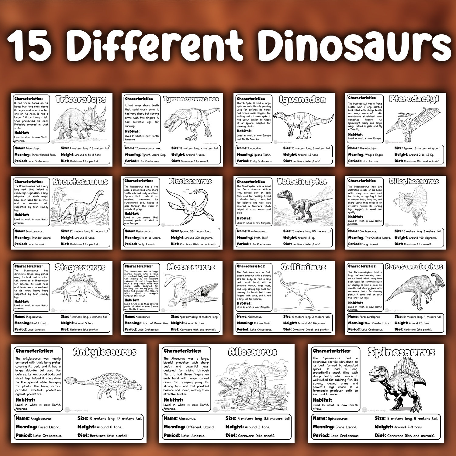 Dinosaurs Coloring Pages | WITH FACTS | Dinosaurs Coloring Book for ...