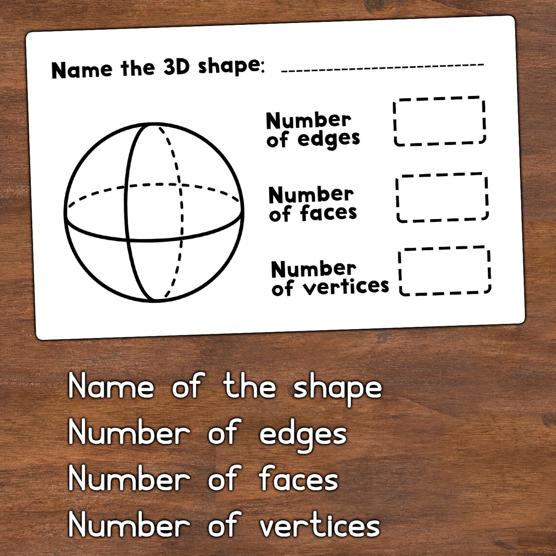 3D Shapes Cards | Edges, Sides, Vertices | 3D Shapes Worksheets ...