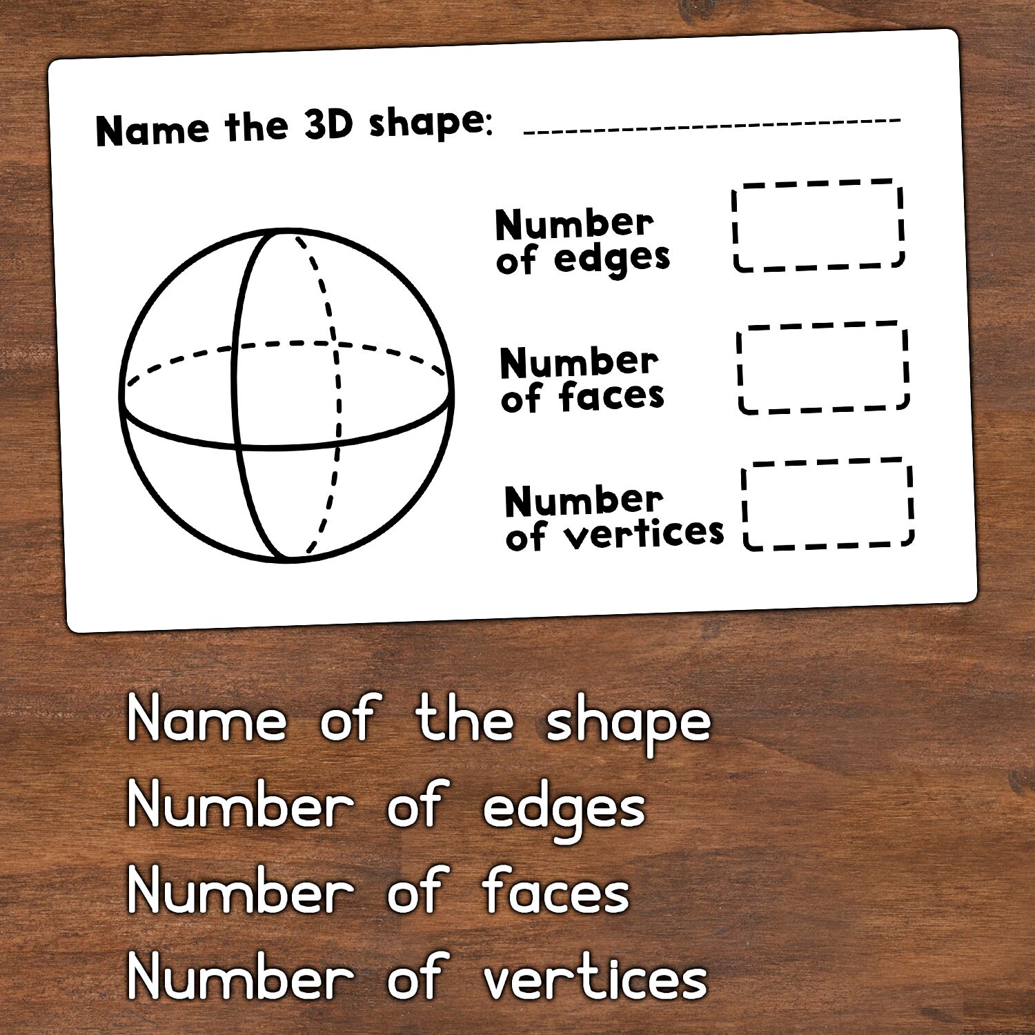 3D Shapes Cards | Edges, Sides, Vertices | 3D Shapes Worksheets ...