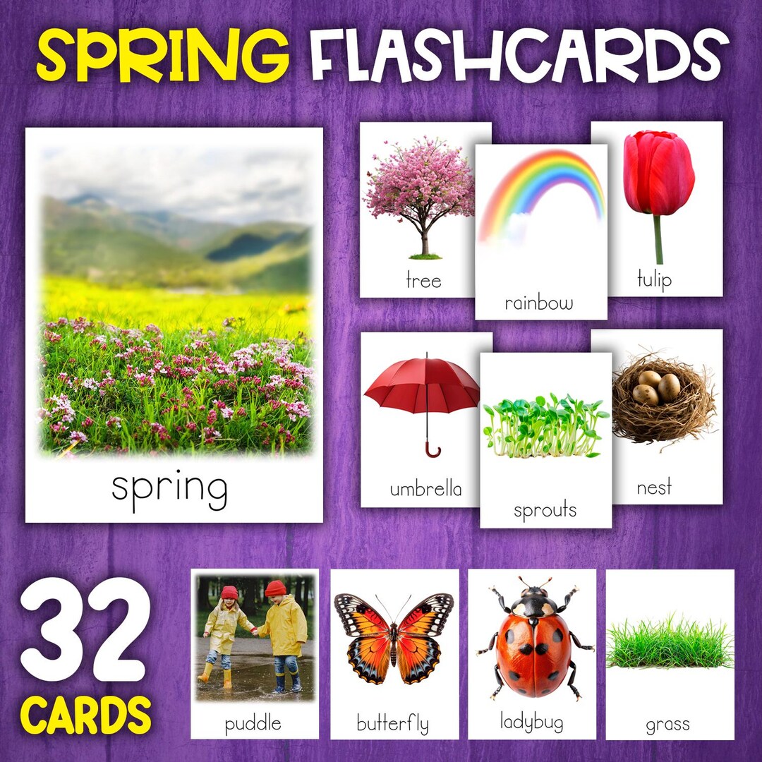 Spring Vocabulary Flashcards | Real Pictures | Montessori 3-part Cards ...