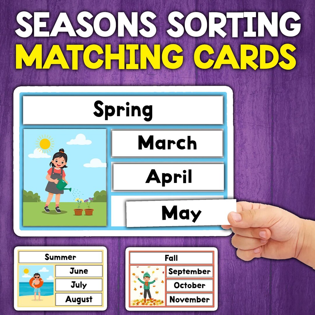 Months and Seasons of the Year Matching Activity | 4 Seasons Activity ...