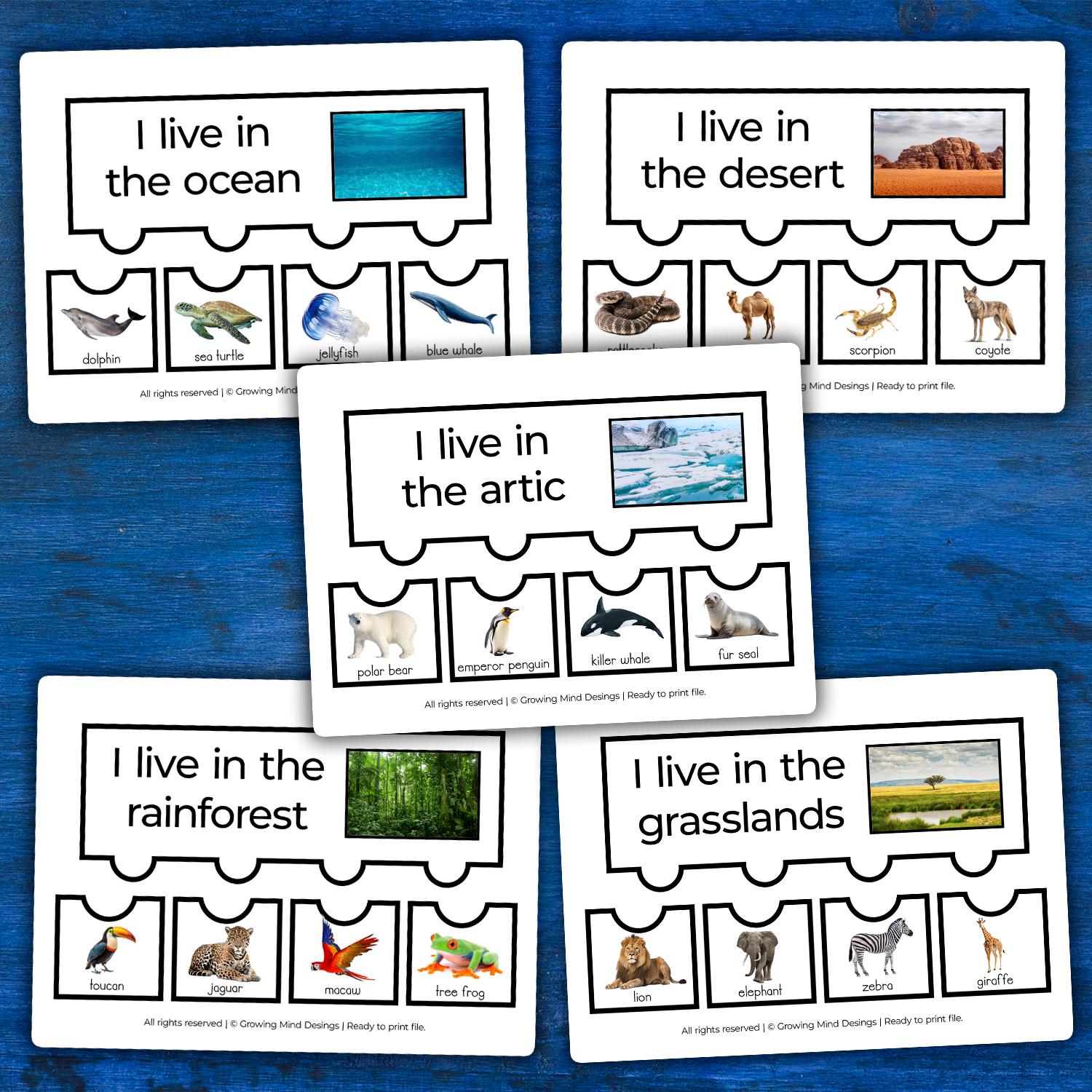 Animal Habitats Sorting Puzzle | Animal Habitat Sort Activity | Animal ...