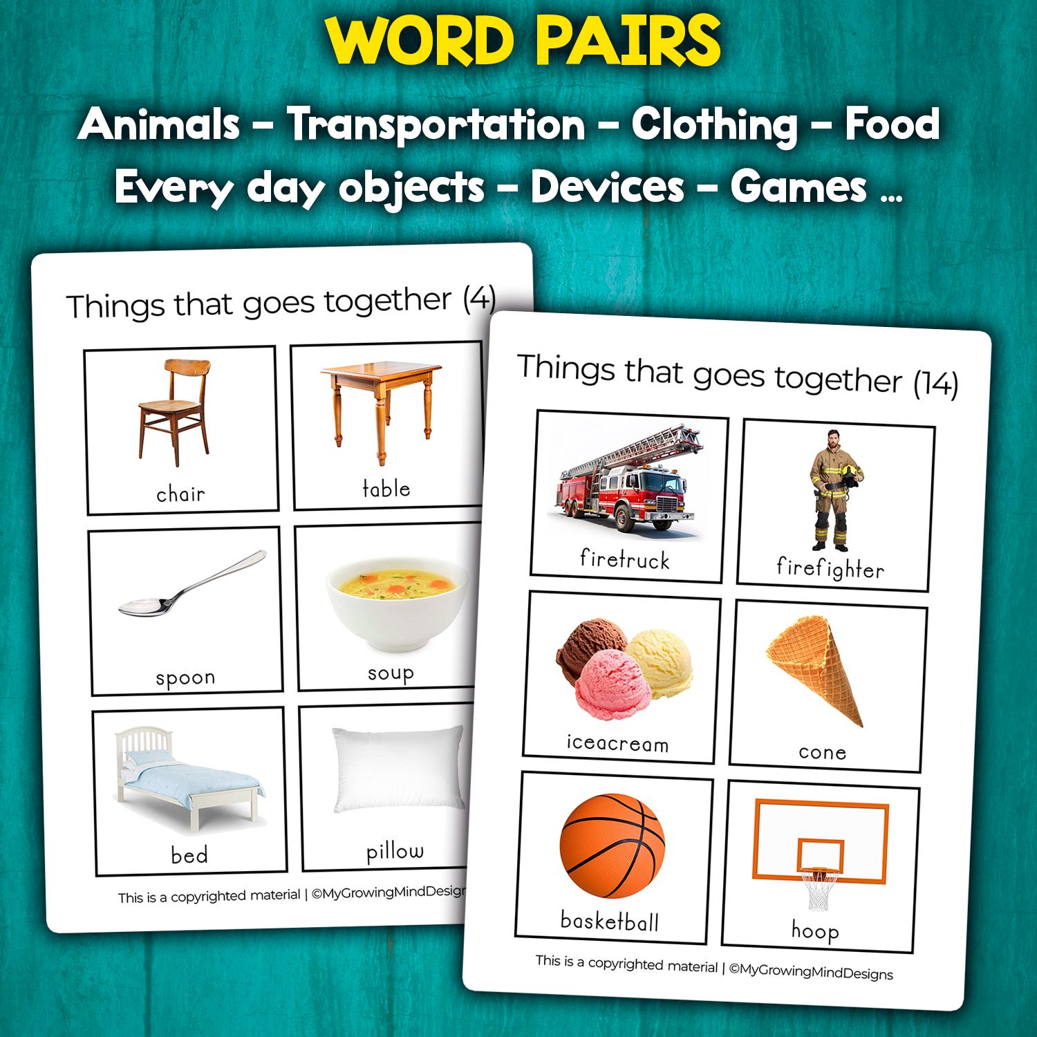 What Goes Together | Word Associations Activity | Partner Pairing Cards ...