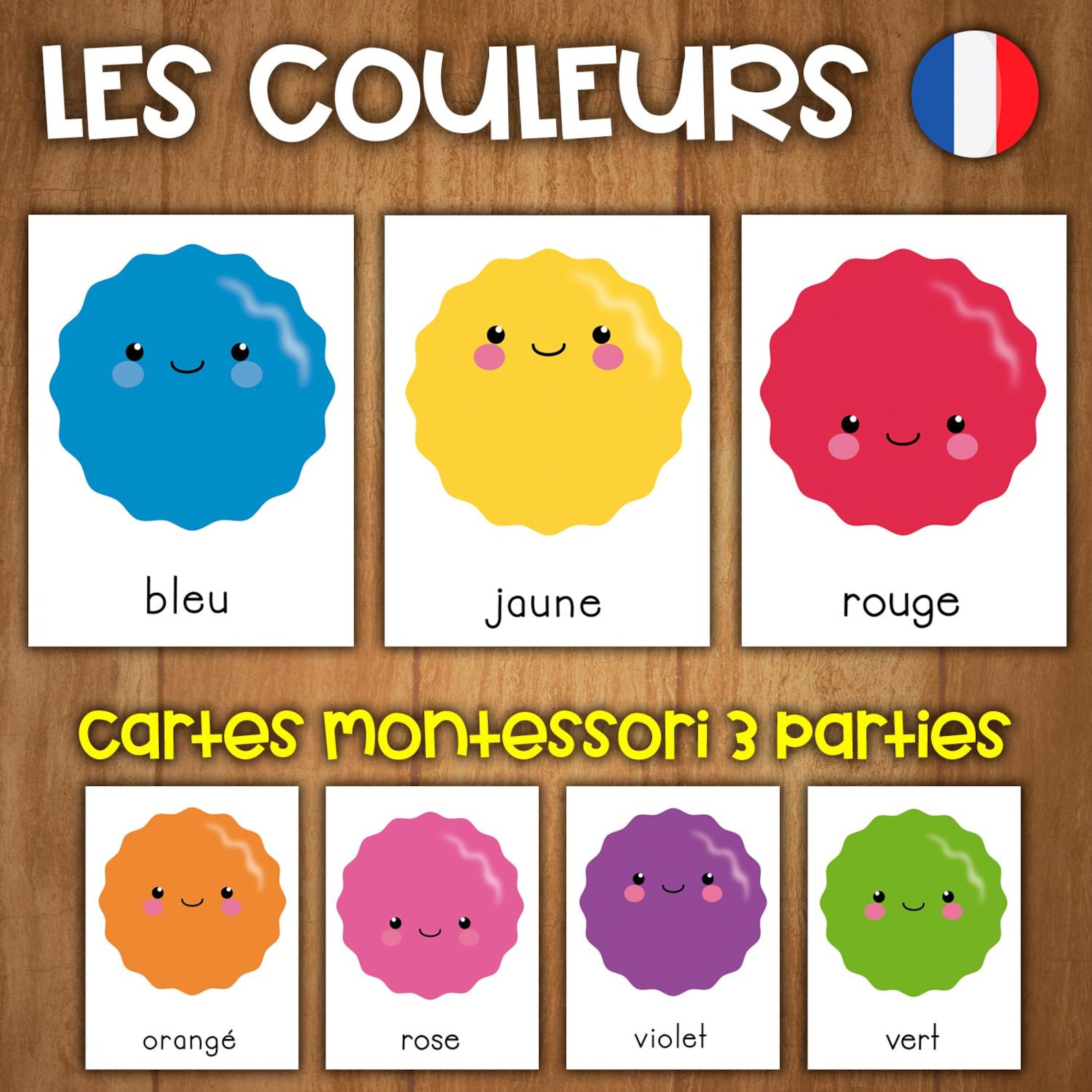 Colors in French Flashcards | Les Couleurs | FRENCH COLORS Flashcards ...