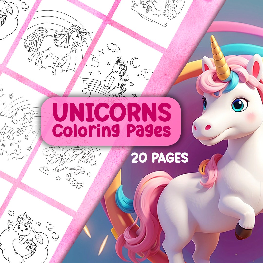 Unicorn Coloring Pages for Kids 20 Pages of Printable Unicorn Coloring ...