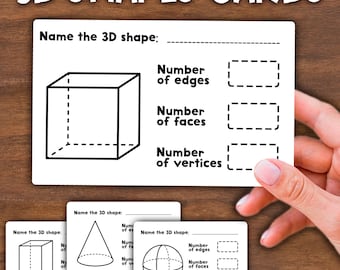 3D Shapes Cards | Edges, Sides, Vertices | 3D Shapes Worksheets ...