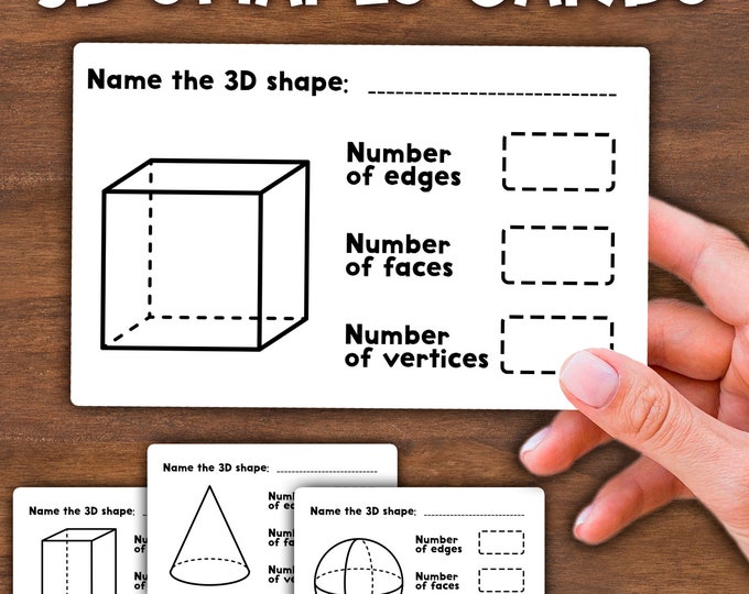 3D Shapes Cards | Edges, Sides, Vertices | 3D Shapes Worksheets ...