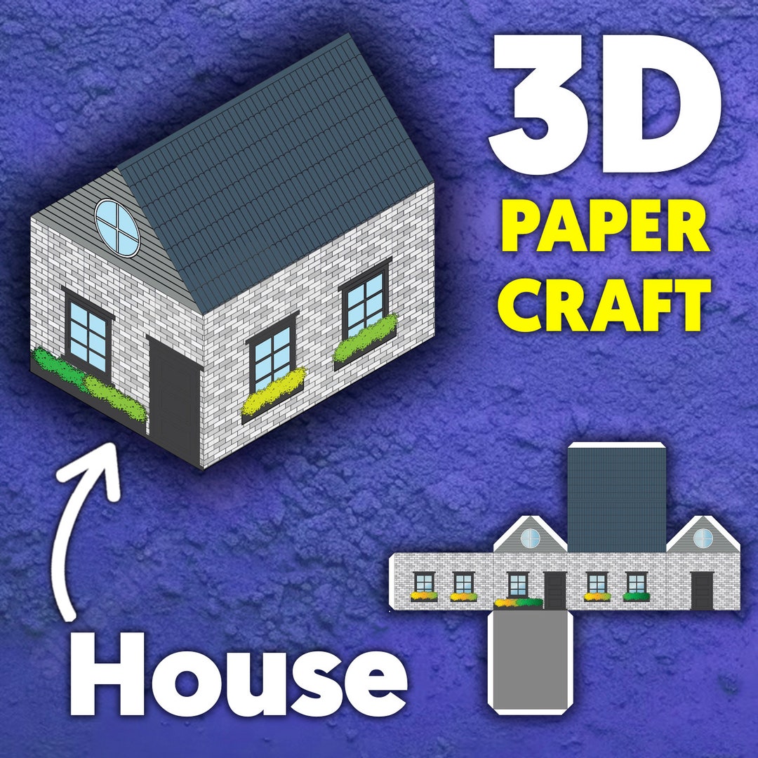 3d Home Template Printables Kids Craft Paper House. Cut And Glue