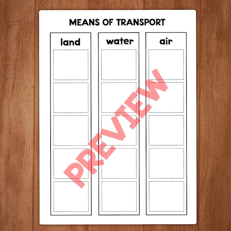 Transportation Sorting Activity | Transportation Sort | Sorting Mats ...