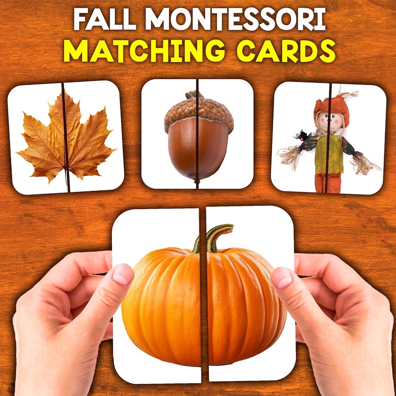 Fall & Autumn Matching Activity | Montessori 2-pieces/part Puzzle Game ...