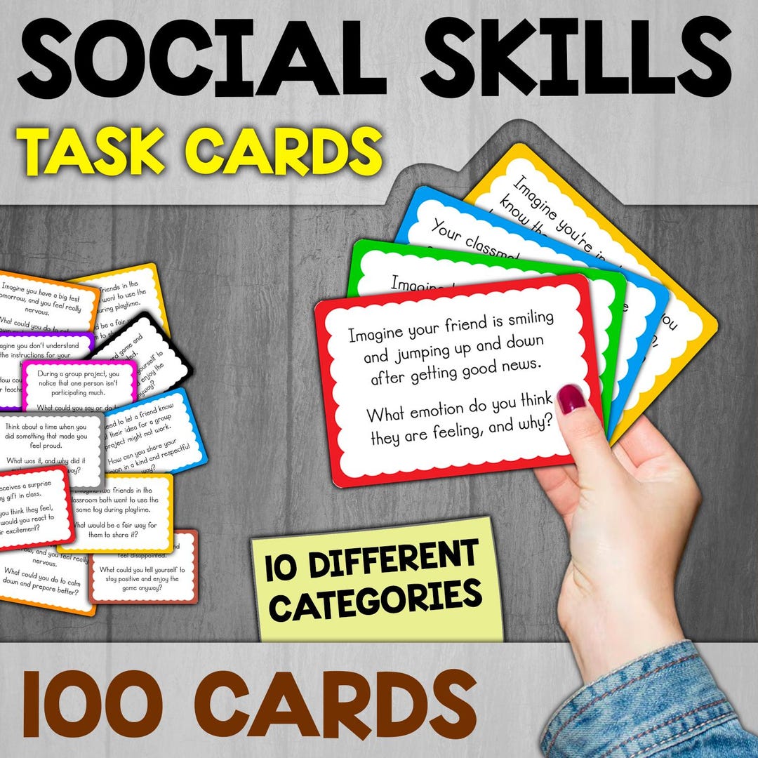 Social Skills Task Cards | Social Emotional Learning Prompts | Social ...