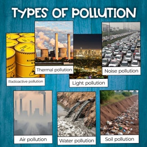 Types of Pollution Montessori Activity | Air, Water, Soil, Noise and ...