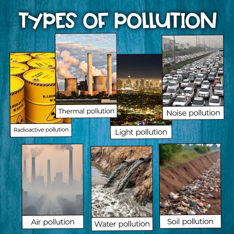 Types Of Pollution Montessori Activity Air Water Soil Noise And