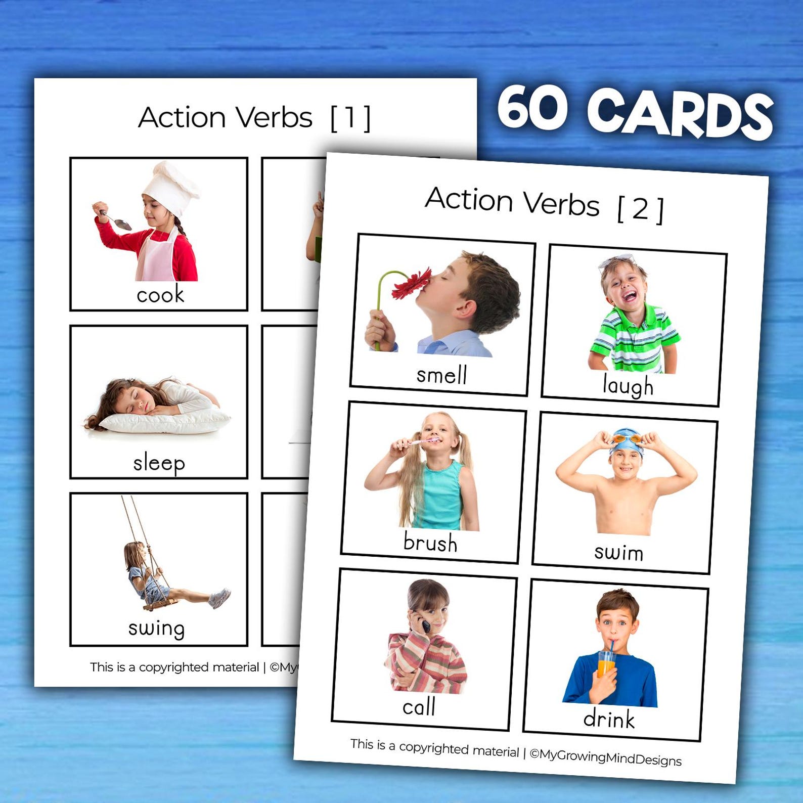 Action Verbs Picture Cards for Speech Therapy | Action Words Flashcards ...
