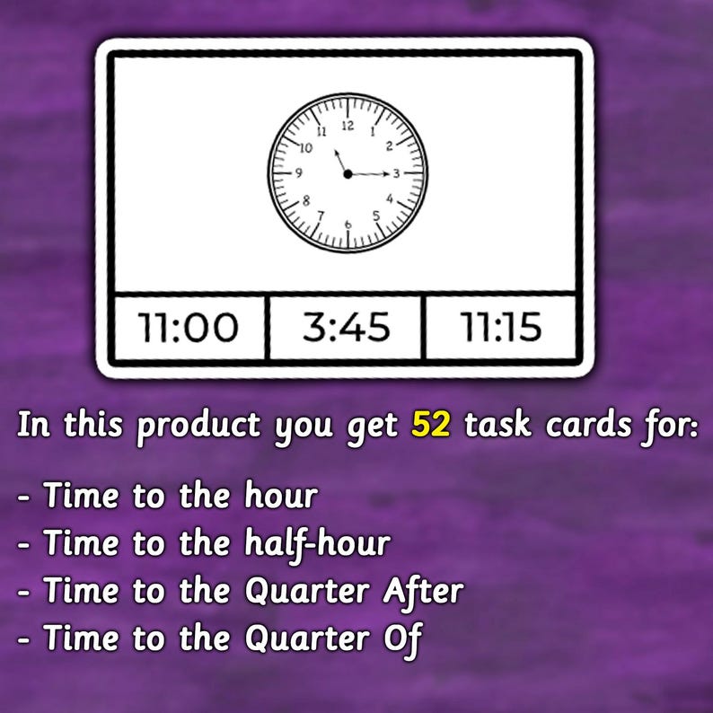 Telling Time Task Cards | Analog to Digital | Telling Time Activity ...