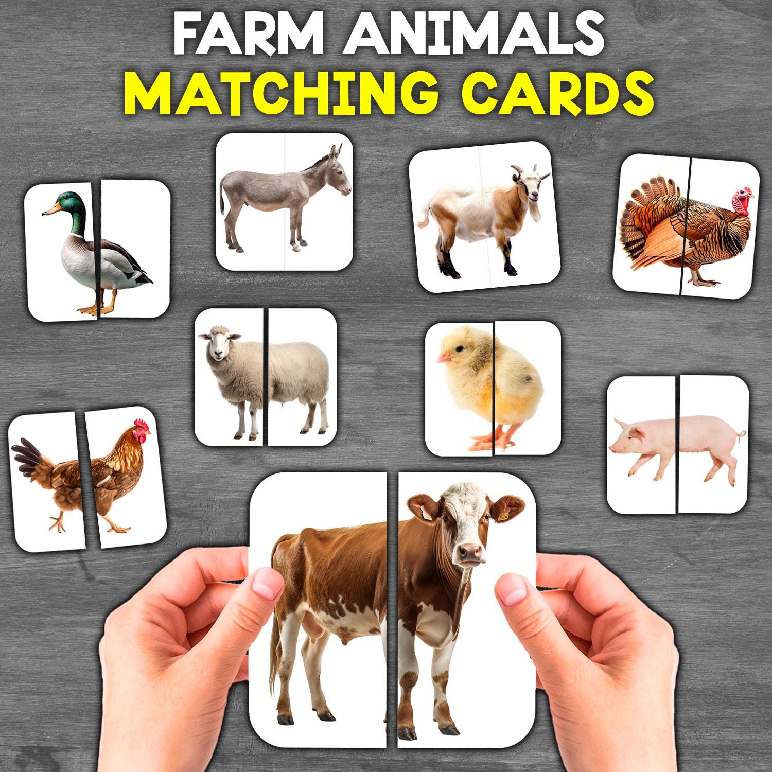 Farm Animals Matching Activity | Montessori 2-piece Puzzle Game ...