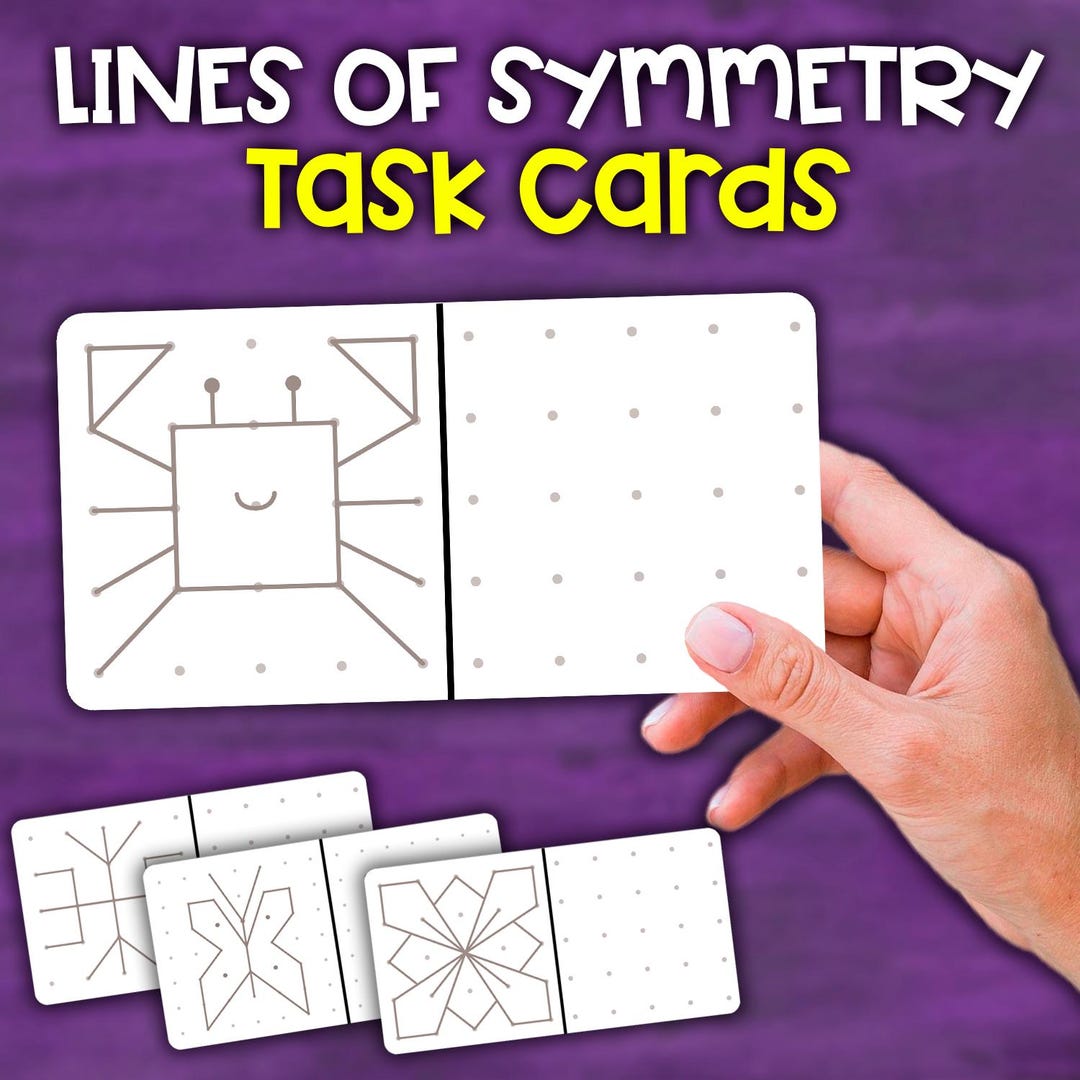 Lines of Symmetry Task Cards | Symmetry Drawing Activity Worksheets - Etsy